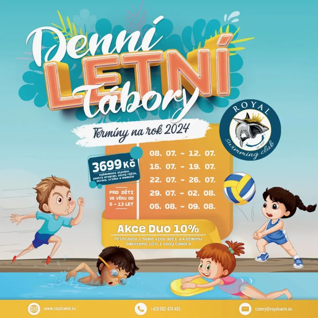 Letní plavecký tábor - nezapomenutelné léto 2023 s ROYAL SWIM!